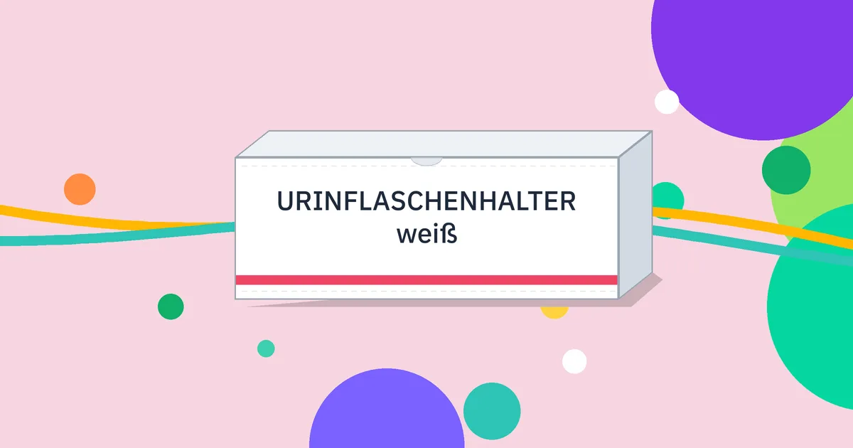 Symbolbild: Packung mit der Aufschrift URINFLASCHENHALTER weiß (PZN 11055599) – Verfügbarkeit und Bezug in Apotheken in Frankfurt am Main