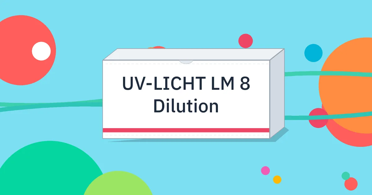 Symbolbild: Packung mit der Aufschrift UV-LICHT LM 8 Dilution (PZN 13258533) – Verfügbarkeit und Bezug in Apotheken in Frankfurt am Main