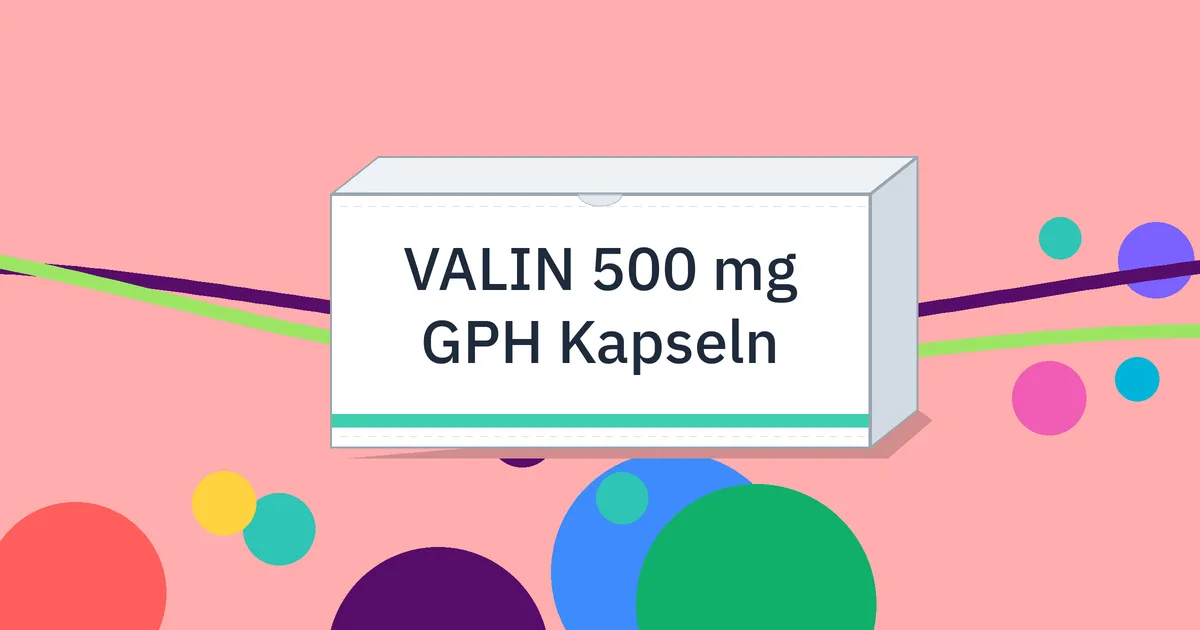 Symbolbild: Packung mit der Aufschrift VALIN 500 mg GPH Kapseln (PZN 00128881) – Verfügbarkeit und Bezug in Apotheken in Frankfurt am Main