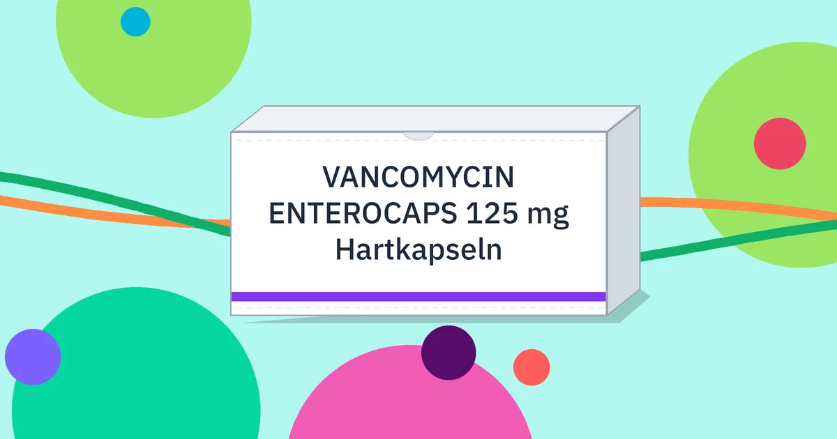Symbolbild: Packung mit der Aufschrift VANCOMYCIN ENTEROCAPS 125 mg Hartkapseln (PZN 11666529) – Verfügbarkeit und Bezug in Apotheken in Frankfurt am Main
