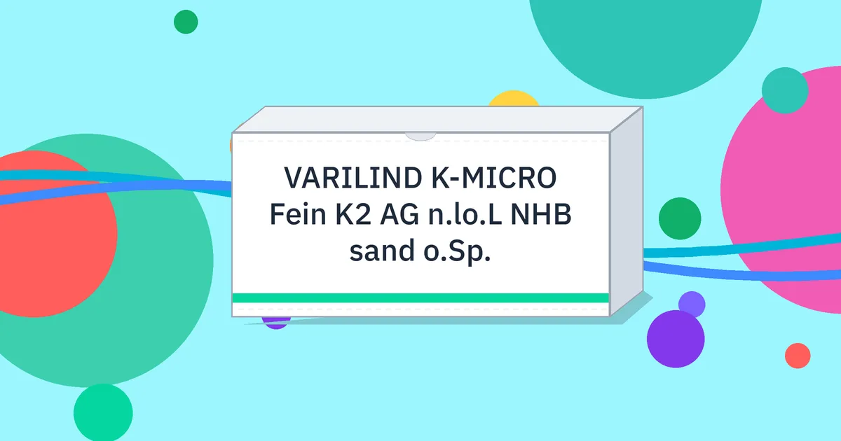 Symbolbild: Packung mit der Aufschrift VARILIND K-MICRO Fein K2 AG n.lo.L NHB sand o.Sp. (PZN 20555987) – Verfügbarkeit und Bezug in Apotheken in Frankfurt am Main