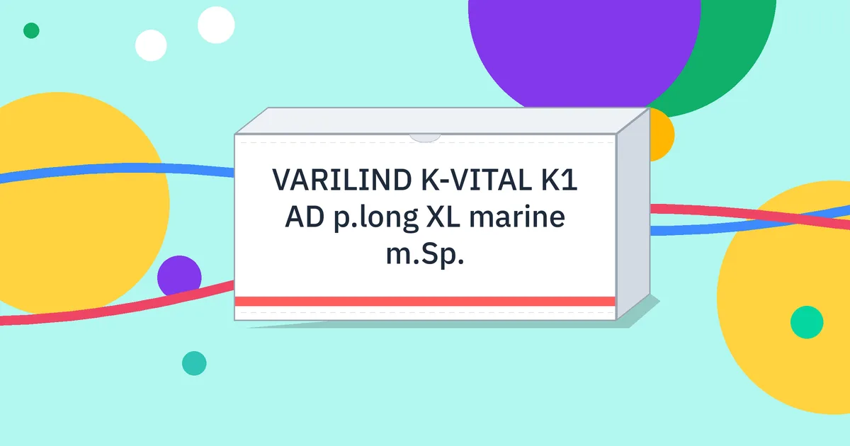 Symbolbild: Packung mit der Aufschrift VARILIND K-VITAL K1 AD p.long XL marine m.Sp. (PZN 20566353) – Verfügbarkeit und Bezug in Apotheken in Frankfurt am Main