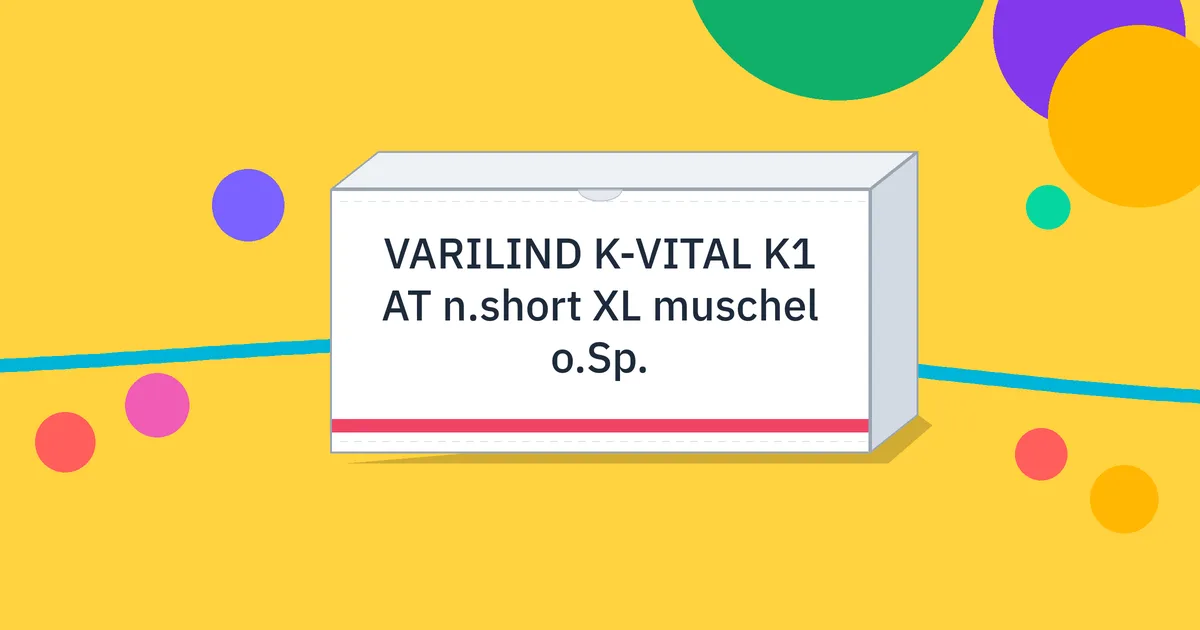 Symbolbild: Packung mit der Aufschrift VARILIND K-VITAL K1 AT n.short XL muschel o.Sp. (PZN 20560907) – Verfügbarkeit und Bezug in Apotheken in Frankfurt am Main