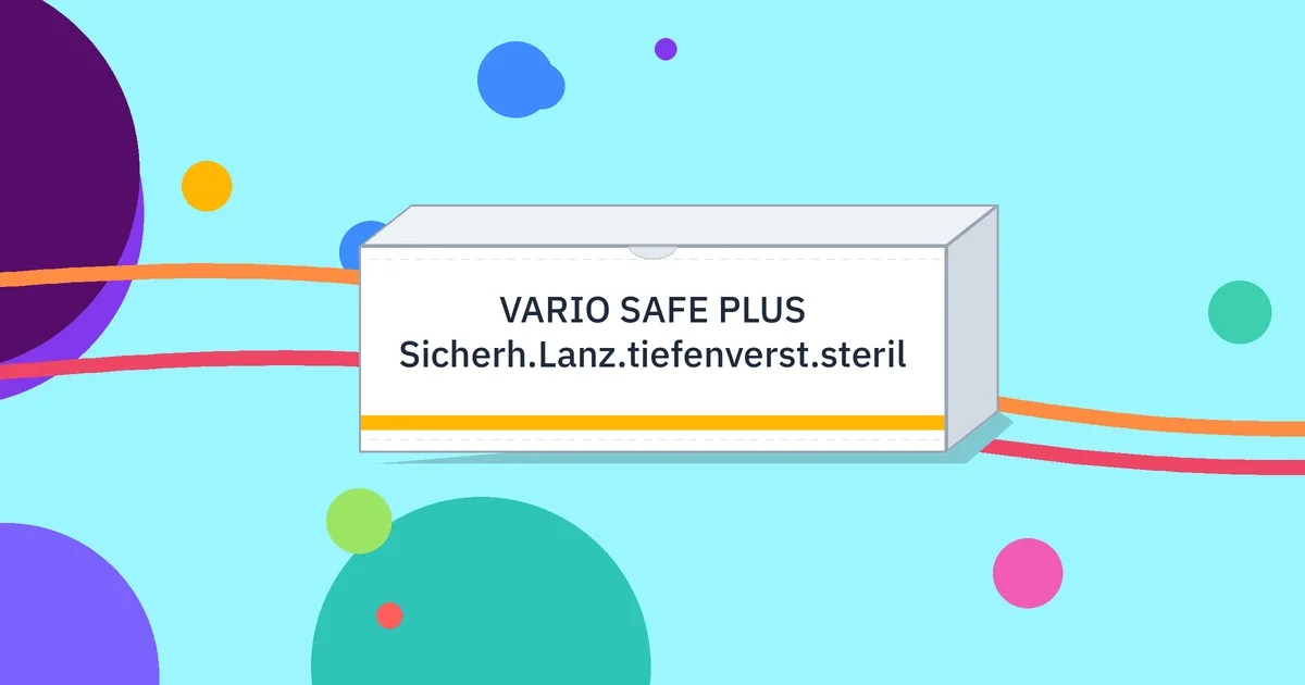 Symbolbild: Packung mit der Aufschrift VARIO SAFE PLUS Sicherh.Lanz.tiefenverst.steril (PZN 15734647) – Verfügbarkeit und Bezug in Apotheken in Frankfurt am Main