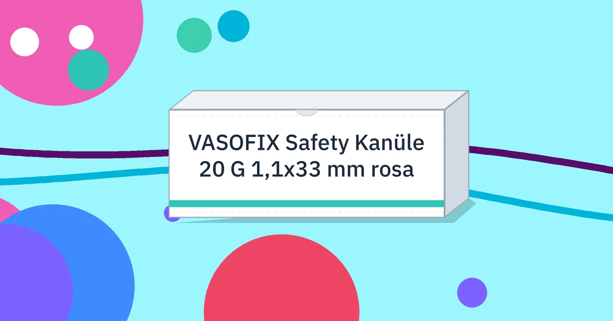 Symbolbild: Packung mit der Aufschrift VASOFIX Safety Kanüle 20 G 1,1x33 mm rosa (PZN 17859407) – Verfügbarkeit und Bezug in Apotheken in Frankfurt am Main