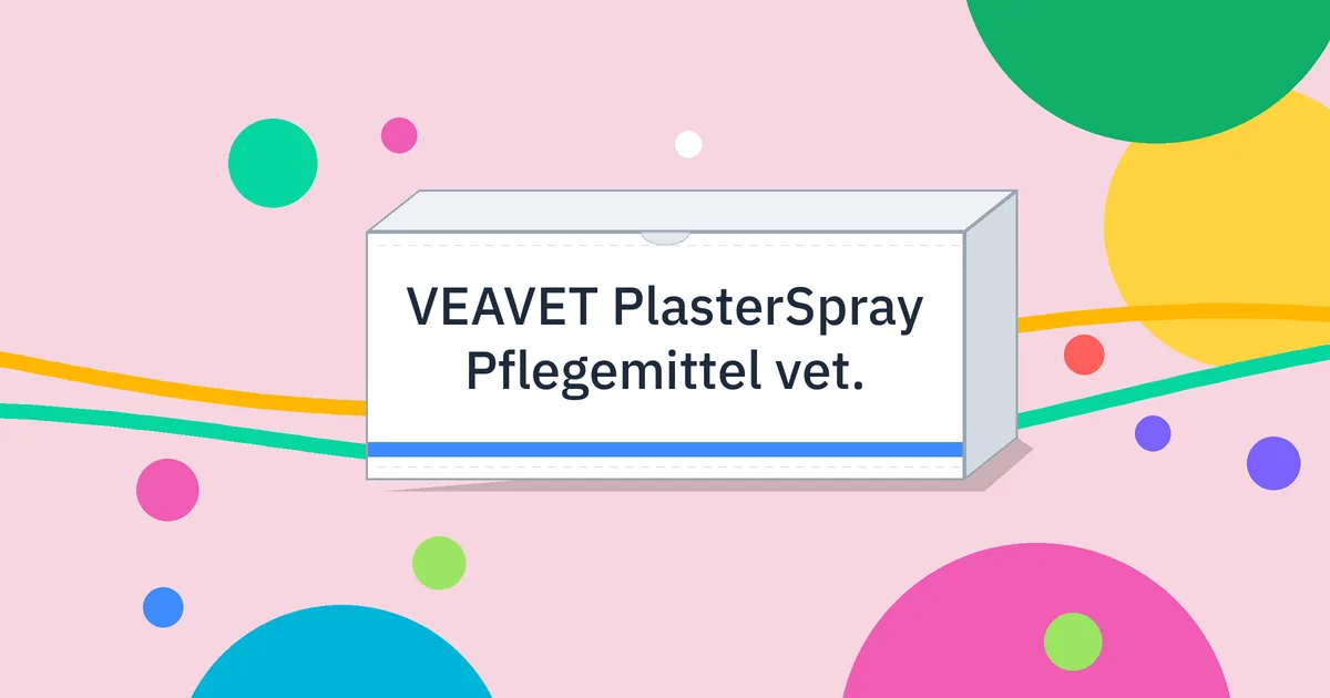 Symbolbild: Packung mit der Aufschrift VEAVET PlasterSpray Pflegemittel vet. (PZN 19821751) – Verfügbarkeit und Bezug in Apotheken in Frankfurt am Main