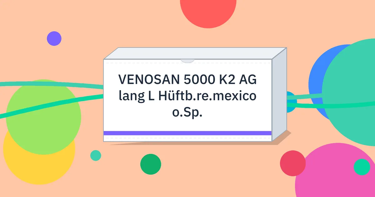 Symbolbild: Packung mit der Aufschrift VENOSAN 5000 K2 AG lang L Hüftb.re.mexico o.Sp. (PZN 14430307) – Verfügbarkeit und Bezug in Apotheken in Frankfurt am Main