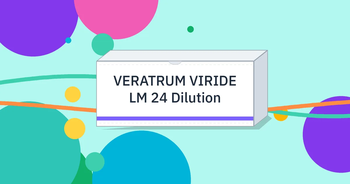 Symbolbild: Packung mit der Aufschrift VERATRUM VIRIDE LM 24 Dilution (PZN 13265510) – Verfügbarkeit und Bezug in Apotheken in Frankfurt am Main
