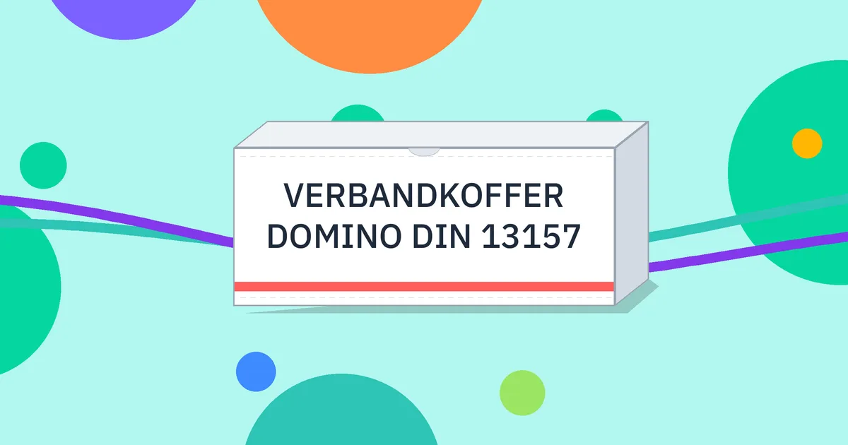 Symbolbild: Packung mit der Aufschrift VERBANDKOFFER DOMINO DIN 13157 (PZN 12491397) – Verfügbarkeit und Bezug in Apotheken in Frankfurt am Main