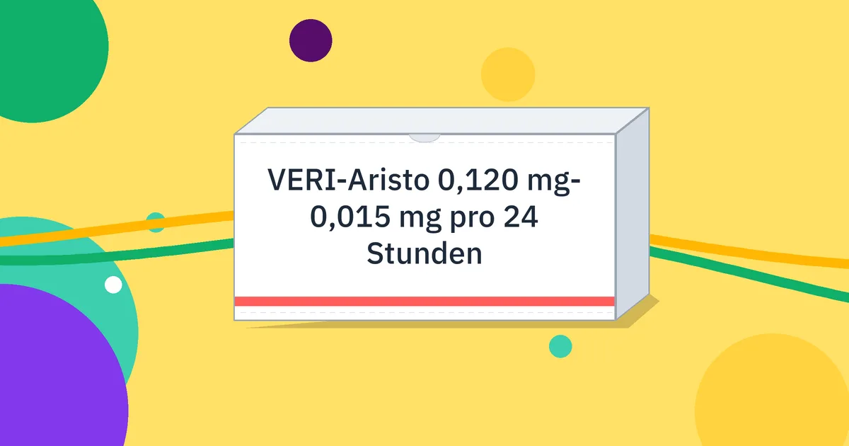 Symbolbild: Packung mit der Aufschrift VERI-Aristo 0,120 mg-0,015 mg pro 24 Stunden (PZN 12590159) – Verfügbarkeit und Bezug in Apotheken in Frankfurt am Main