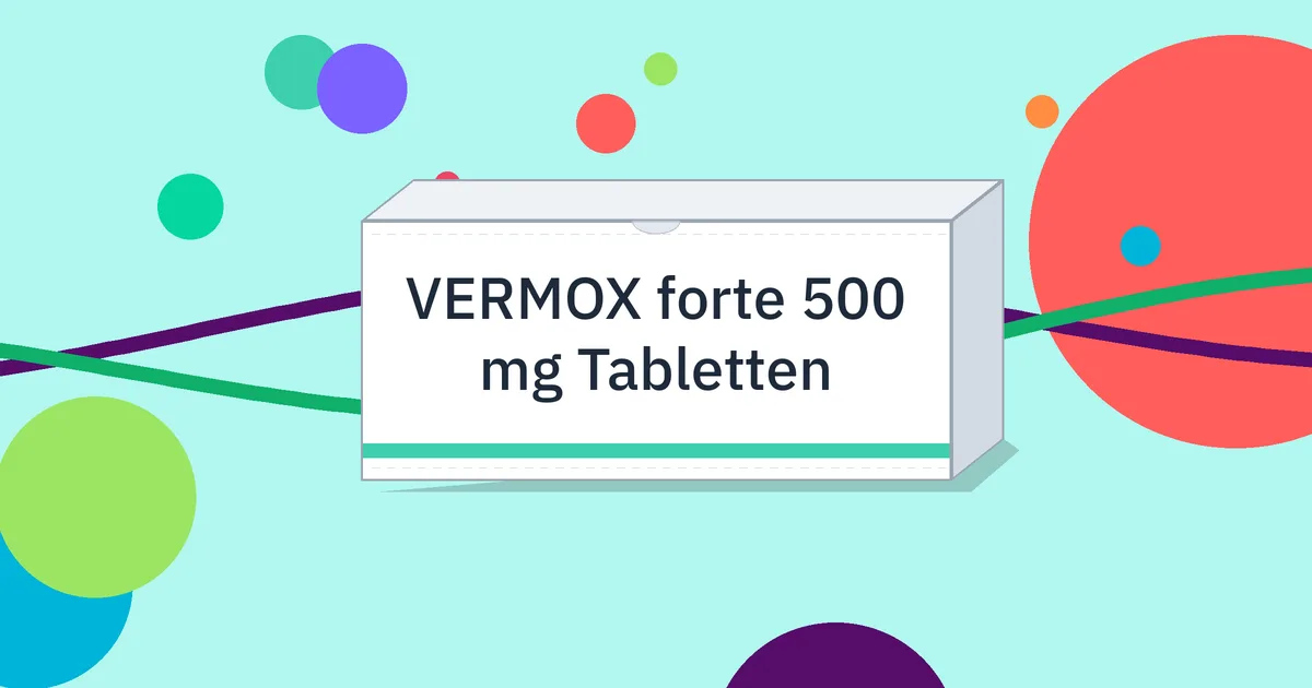 Symbolbild: Packung mit der Aufschrift VERMOX forte 500 mg Tabletten (PZN 02706744) – Verfügbarkeit und Bezug in Apotheken in Frankfurt am Main