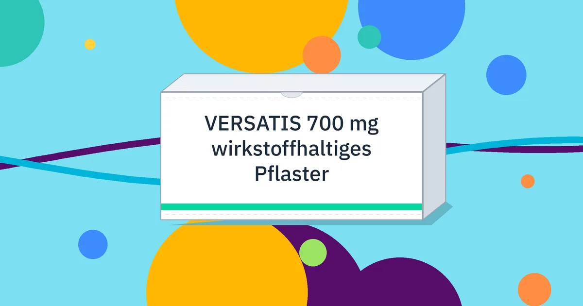 Symbolbild: Packung mit der Aufschrift VERSATIS 700 mg wirkstoffhaltiges Pflaster (PZN 16752736) – Verfügbarkeit und Bezug in Apotheken in Frankfurt am Main