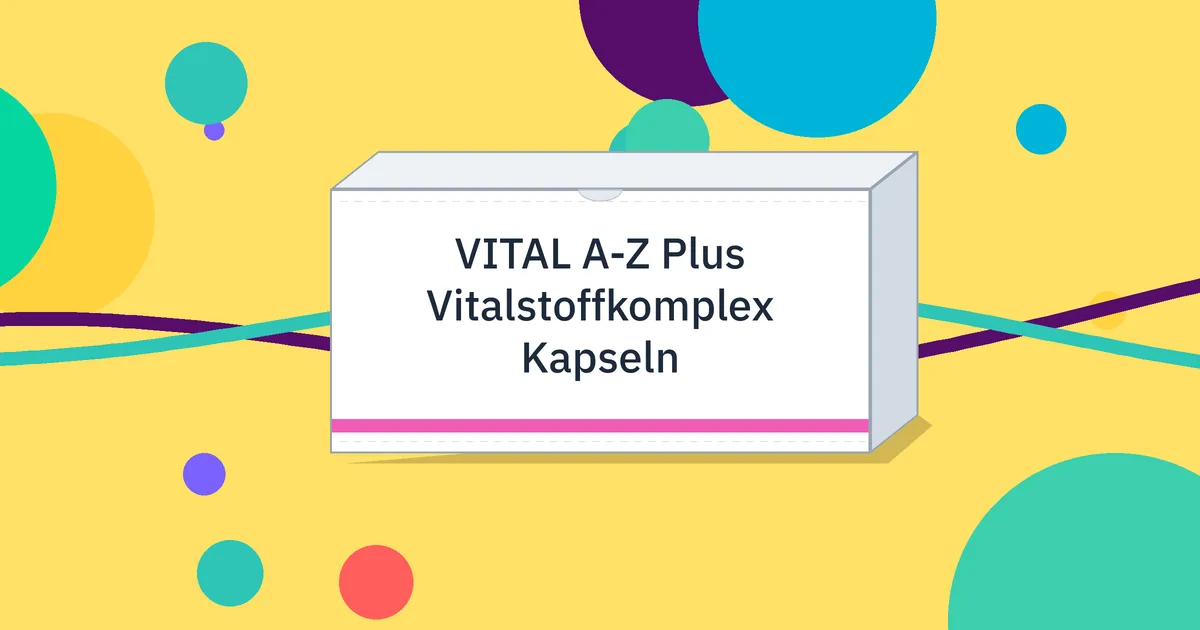 Symbolbild: Packung mit der Aufschrift VITAL A-Z Plus Vitalstoffkomplex Kapseln (PZN 19469604) – Verfügbarkeit und Bezug in Apotheken in Frankfurt am Main