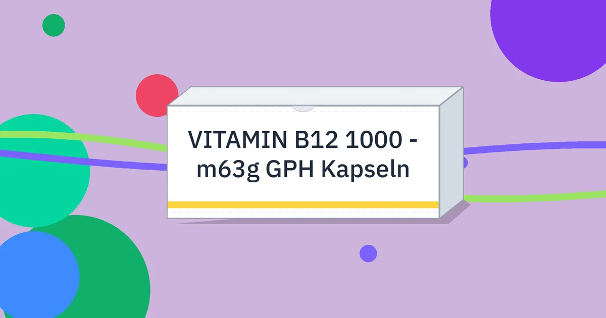 Symbolbild: Packung mit der Aufschrift VITAMIN B12 1000 -m63g GPH Kapseln (PZN 15294680) – Verfügbarkeit und Bezug in Apotheken in Frankfurt am Main