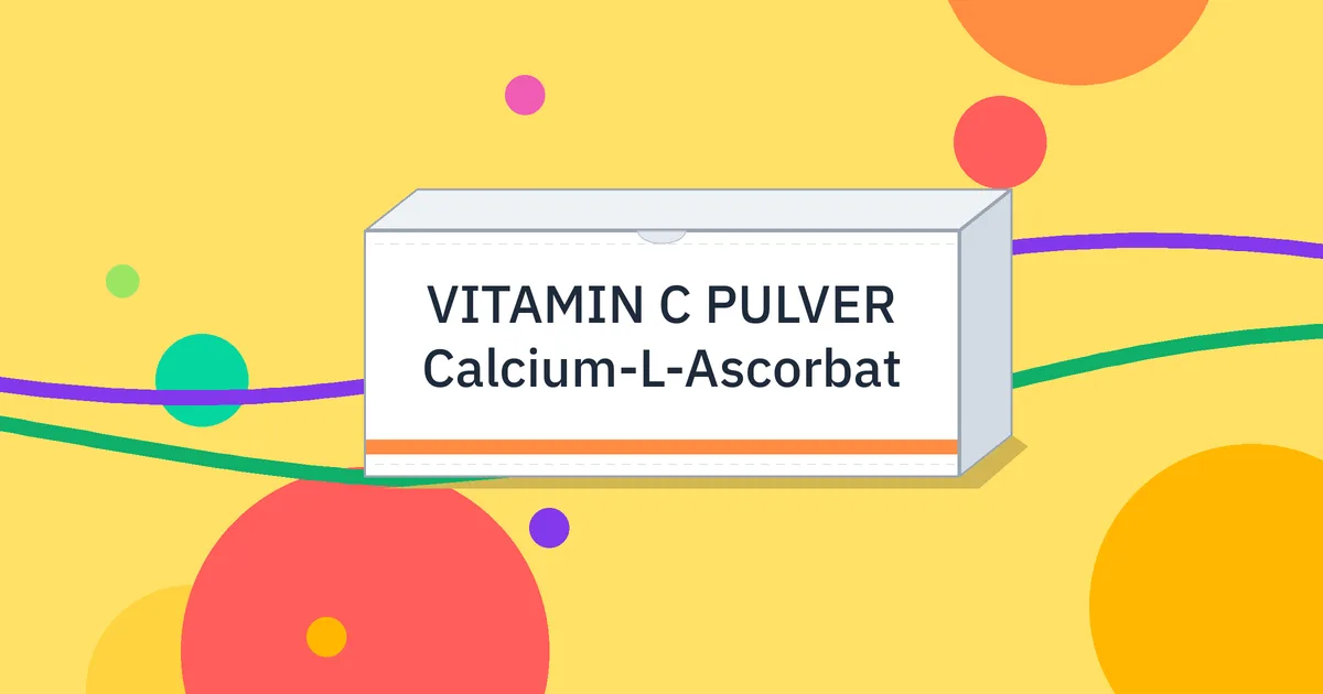 Symbolbild: Packung mit der Aufschrift VITAMIN C PULVER Calcium-L-Ascorbat (PZN 20920903) – Verfügbarkeit und Bezug in Apotheken in Frankfurt am Main