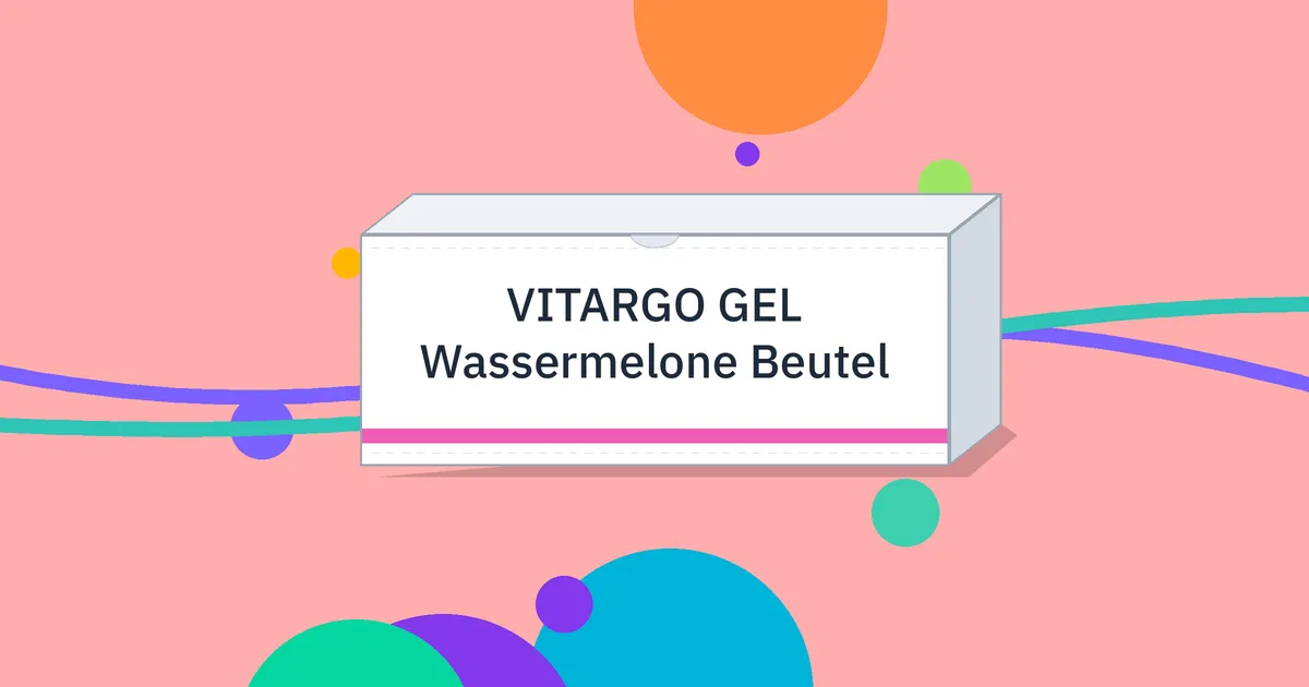 Symbolbild: Packung mit der Aufschrift VITARGO GEL Wassermelone Beutel (PZN 11885384) – Verfügbarkeit und Bezug in Apotheken in Frankfurt am Main