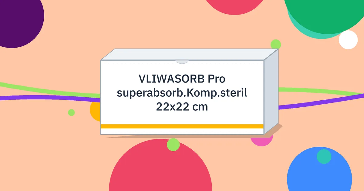 Symbolbild: Packung mit der Aufschrift VLIWASORB Pro superabsorb.Komp.steril 22x22 cm (PZN 10792539) – Verfügbarkeit und Bezug in Apotheken in Frankfurt am Main