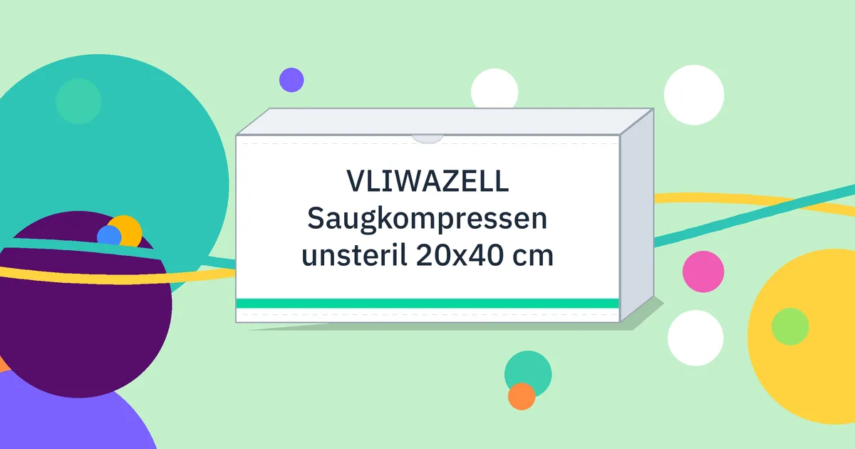 Symbolbild: Packung mit der Aufschrift VLIWAZELL Saugkompressen unsteril 20x40 cm (PZN 18364429) – Verfügbarkeit und Bezug in Apotheken in Frankfurt am Main