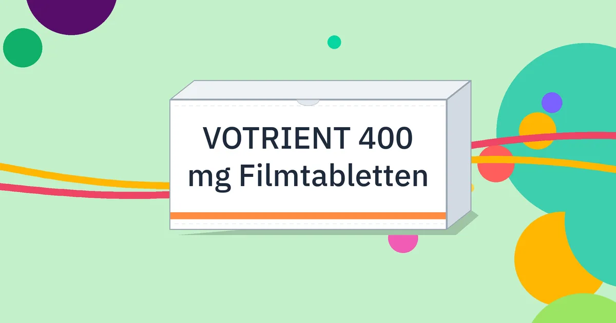 Symbolbild: Packung mit der Aufschrift VOTRIENT 400 mg Filmtabletten (PZN 06431787) – Verfügbarkeit und Bezug in Apotheken in Frankfurt am Main