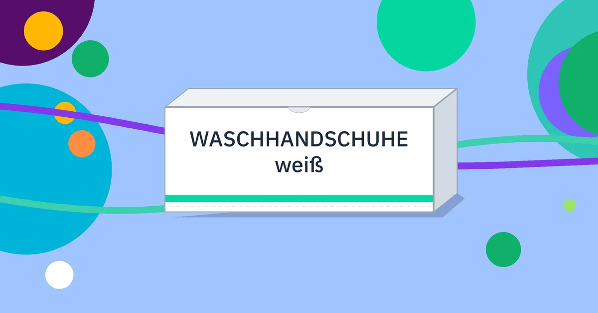 Symbolbild: Packung mit der Aufschrift WASCHHANDSCHUHE weiß (PZN 12349392) – Verfügbarkeit und Bezug in Apotheken in Frankfurt am Main