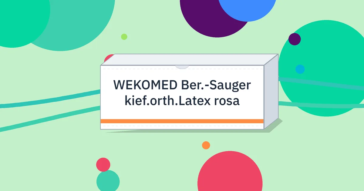 Symbolbild: Packung mit der Aufschrift WEKOMED Ber.-Sauger kief.orth.Latex rosa (PZN 04921613) – Verfügbarkeit und Bezug in Apotheken in Frankfurt am Main