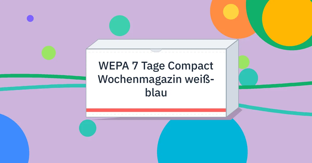 Symbolbild: Packung mit der Aufschrift WEPA 7 Tage Compact Wochenmagazin weiß-blau (PZN 18878022) – Verfügbarkeit und Bezug in Apotheken in Frankfurt am Main