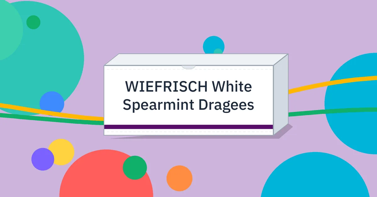 Symbolbild: Packung mit der Aufschrift WIEFRISCH White Spearmint Dragees (PZN 01352876) – Verfügbarkeit und Bezug in Apotheken in Frankfurt am Main