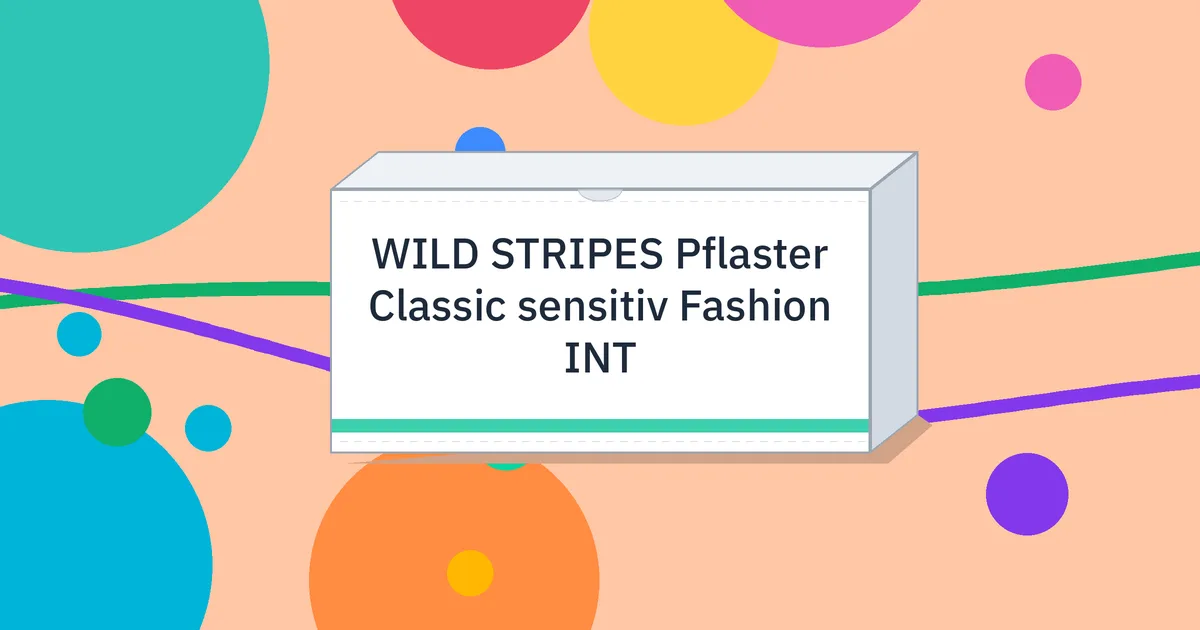 Symbolbild: Packung mit der Aufschrift WILD STRIPES Pflaster Classic sensitiv Fashion INT (PZN 19175742) – Verfügbarkeit und Bezug in Apotheken in Frankfurt am Main