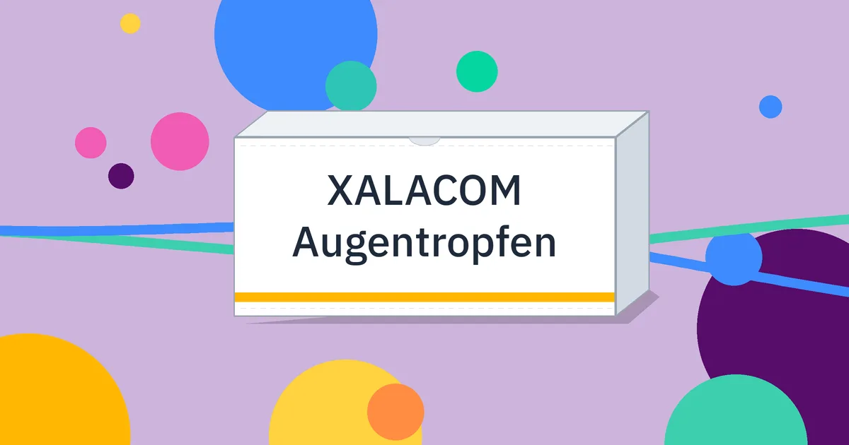 Symbolbild: Packung mit der Aufschrift XALACOM Augentropfen (PZN 13749449) – Verfügbarkeit und Bezug in Apotheken in Frankfurt am Main