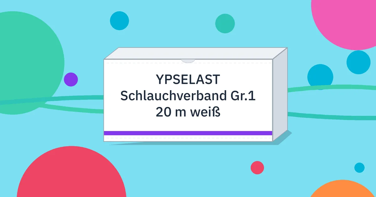 Symbolbild: Packung mit der Aufschrift YPSELAST Schlauchverband Gr.1 20 m weiß (PZN 20364626) – Verfügbarkeit und Bezug in Apotheken in Frankfurt am Main