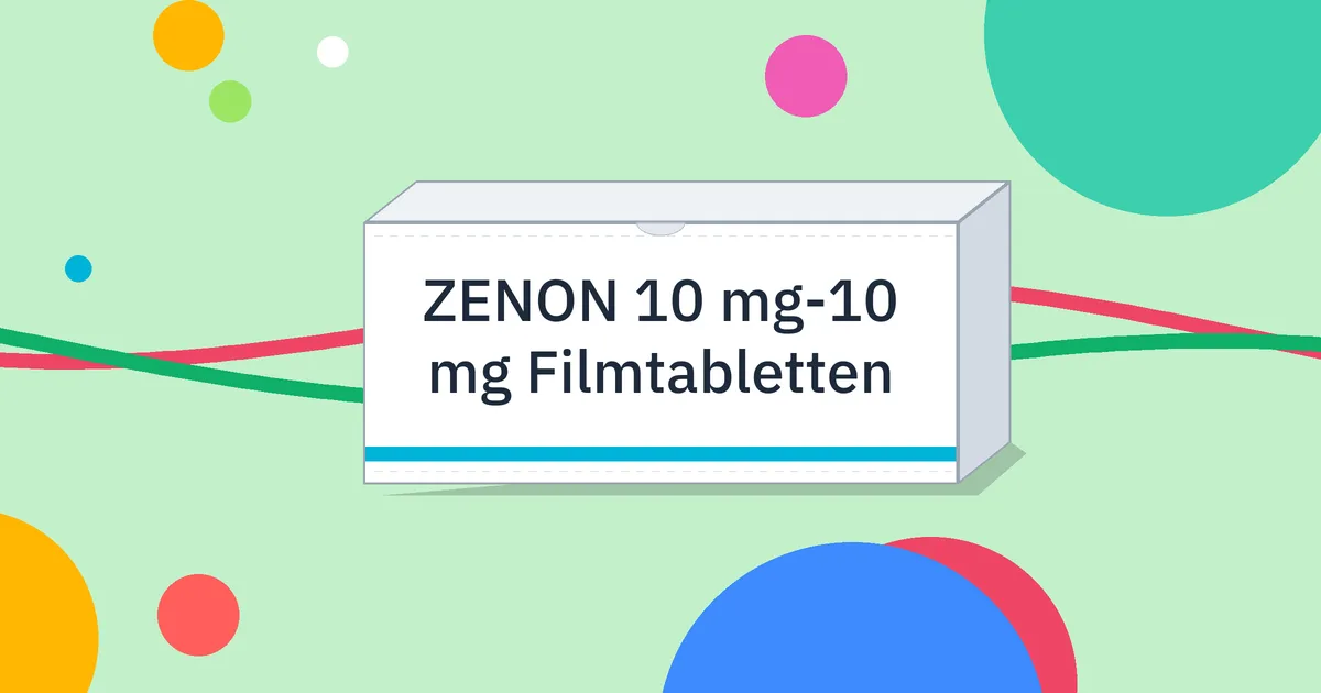 Symbolbild: Packung mit der Aufschrift ZENON 10 mg-10 mg Filmtabletten (PZN 20109472) – Verfügbarkeit und Bezug in Apotheken in Frankfurt am Main
