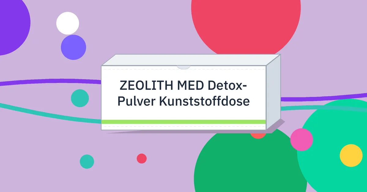 Symbolbild: Packung mit der Aufschrift ZEOLITH MED Detox-Pulver Kunststoffdose (PZN 19160893) – Verfügbarkeit und Bezug in Apotheken in Frankfurt am Main