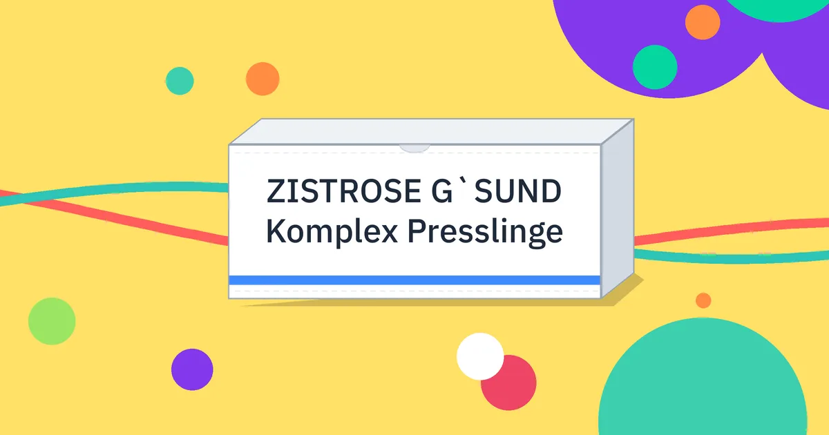 Symbolbild: Packung mit der Aufschrift ZISTROSE G`SUND Komplex Presslinge (PZN 14040836) – Verfügbarkeit und Bezug in Apotheken in Frankfurt am Main