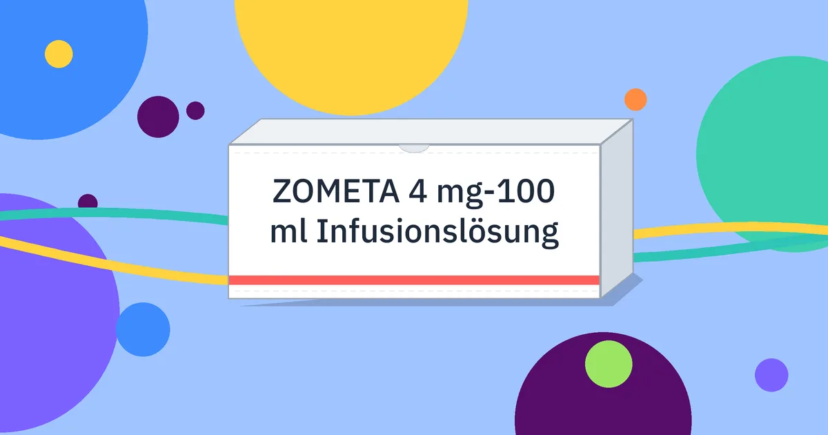 Symbolbild: Packung mit der Aufschrift ZOMETA 4 mg-100 ml Infusionslösung (PZN 10392567) – Verfügbarkeit und Bezug in Apotheken in Frankfurt am Main