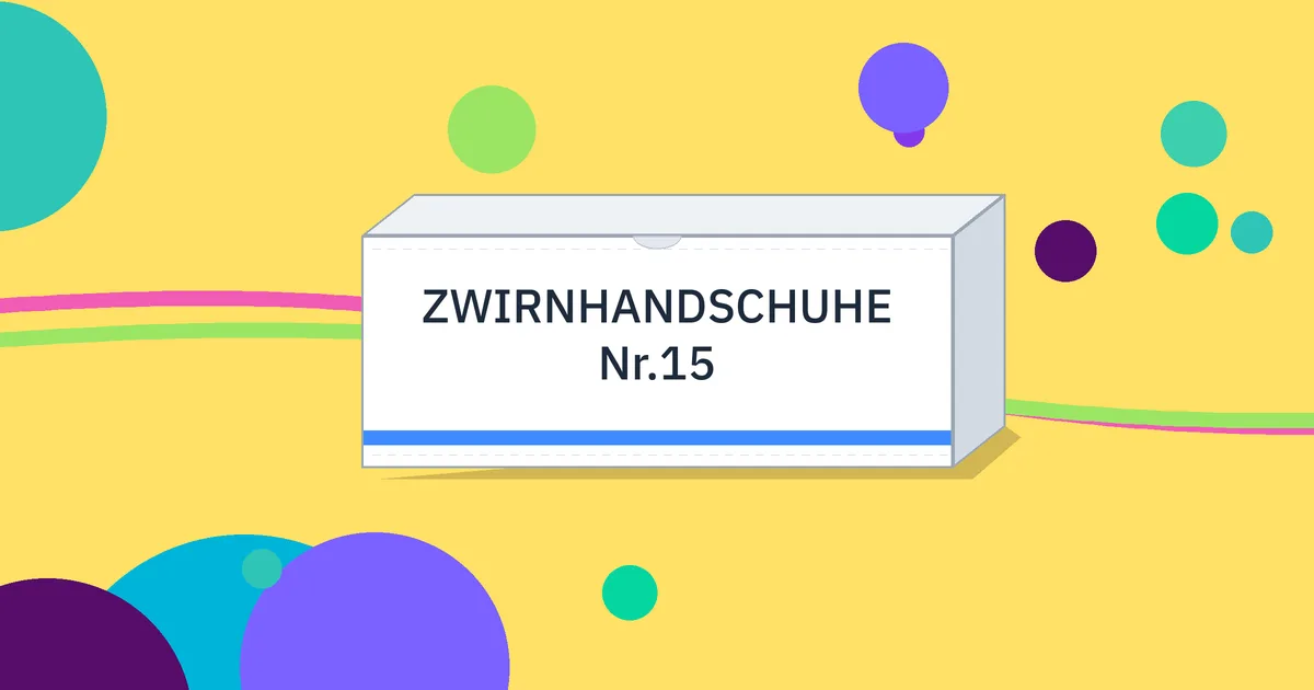 Symbolbild: Packung mit der Aufschrift ZWIRNHANDSCHUHE Nr.15 (PZN 04354663) – Verfügbarkeit und Bezug in Apotheken in Frankfurt am Main