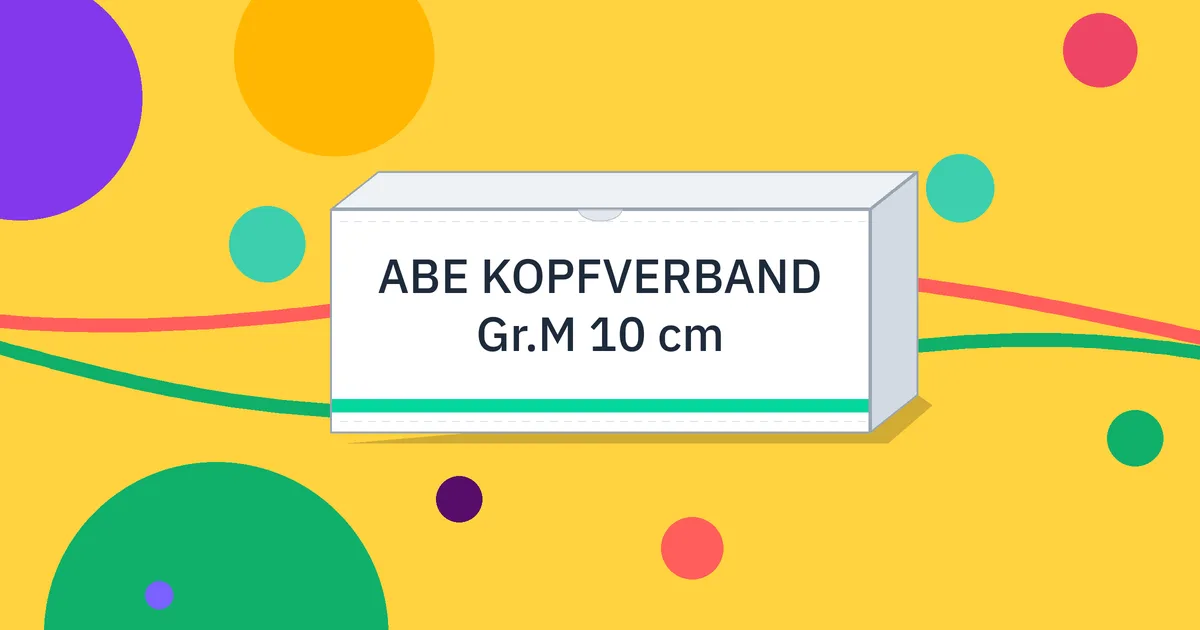 Symbolbild: Packung mit der Aufschrift ABE KOPFVERBAND Gr.M 10 cm (PZN 12350828) – Verfügbarkeit und Bezug in Apotheken in Frankfurt am Main