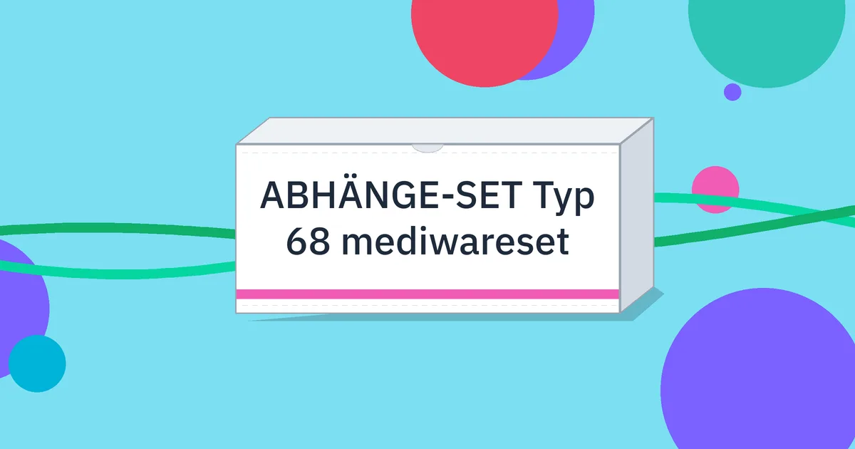 Symbolbild: Packung mit der Aufschrift ABHÄNGE-SET Typ 68 mediwareset (PZN 19548781) – Verfügbarkeit und Bezug in Apotheken in Frankfurt am Main