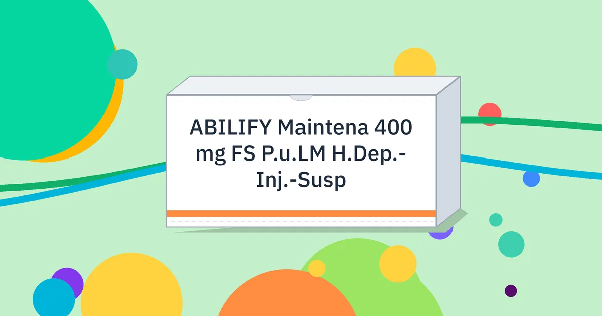 Symbolbild: Packung mit der Aufschrift ABILIFY Maintena 400 mg FS P.u.LM H.Dep.-Inj.-Susp (PZN 02755122) – Verfügbarkeit und Bezug in Apotheken in Frankfurt am Main
