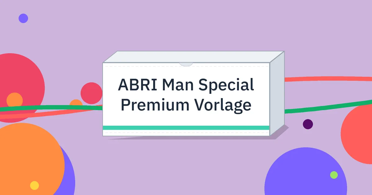 Symbolbild: Packung mit der Aufschrift ABRI Man Special Premium Vorlage (PZN 10218970) – Verfügbarkeit und Bezug in Apotheken in Frankfurt am Main