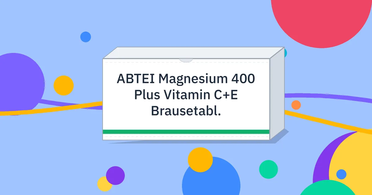 Symbolbild: Packung mit der Aufschrift ABTEI Magnesium 400 Plus Vitamin C+E Brausetabl. (PZN 11596964) – Verfügbarkeit und Bezug in Apotheken in Frankfurt am Main