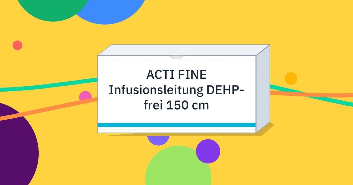 Symbolbild: Packung mit der Aufschrift ACTI FINE Infusionsleitung DEHP-frei 150 cm (PZN 10405258) – Verfügbarkeit und Bezug in Apotheken in Frankfurt am Main
