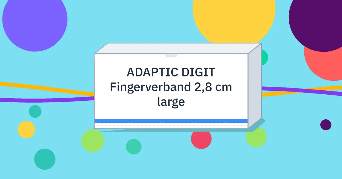 Symbolbild: Packung mit der Aufschrift ADAPTIC DIGIT Fingerverband 2,8 cm large (PZN 08410677) – Verfügbarkeit und Bezug in Apotheken in Frankfurt am Main
