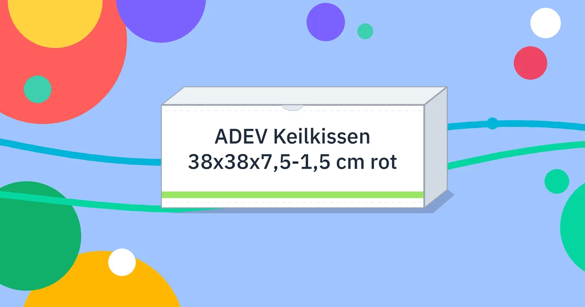 Symbolbild: Packung mit der Aufschrift ADEV Keilkissen 38x38x7,5-1,5 cm rot (PZN 03766122) – Verfügbarkeit und Bezug in Apotheken in Frankfurt am Main