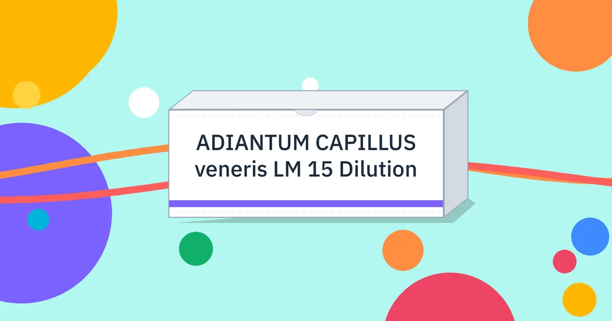 Symbolbild: Packung mit der Aufschrift ADIANTUM CAPILLUS veneris LM 15 Dilution (PZN 13295528) – Verfügbarkeit und Bezug in Apotheken in Frankfurt am Main