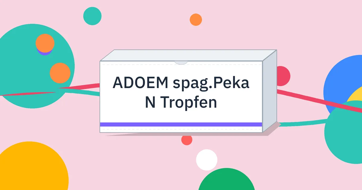 Symbolbild: Packung mit der Aufschrift ADOEM spag.Peka N Tropfen (PZN 03796206) – Verfügbarkeit und Bezug in Apotheken in Frankfurt am Main