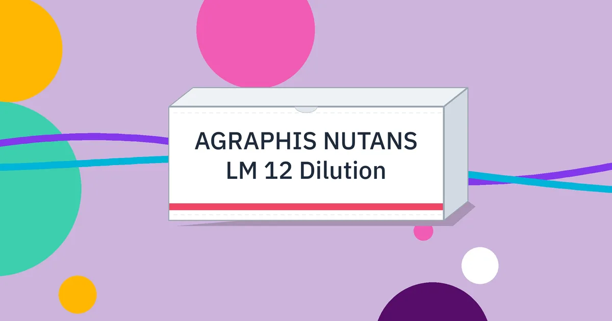 Symbolbild: Packung mit der Aufschrift AGRAPHIS NUTANS LM 12 Dilution (PZN 13306456) – Verfügbarkeit und Bezug in Apotheken in Frankfurt am Main