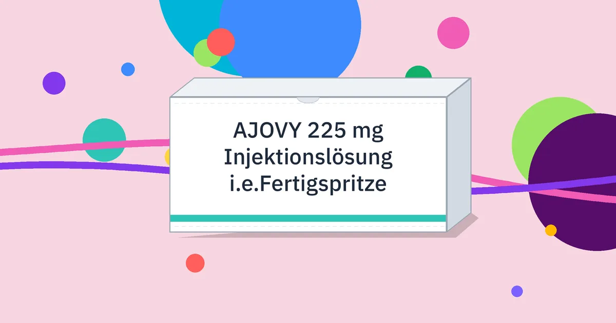 Symbolbild: Packung mit der Aufschrift AJOVY 225 mg Injektionslösung i.e.Fertigspritze (PZN 19247973) – Verfügbarkeit und Bezug in Apotheken in Frankfurt am Main