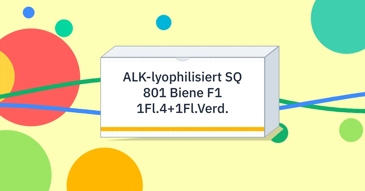 Symbolbild: Packung mit der Aufschrift ALK-lyophilisiert SQ 801 Biene F1 1Fl.4+1Fl.Verd. (PZN 11335815) – Verfügbarkeit und Bezug in Apotheken in Frankfurt am Main