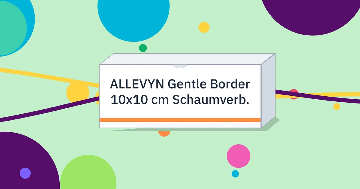 Symbolbild: Packung mit der Aufschrift ALLEVYN Gentle Border 10x10 cm Schaumverb. (PZN 09431144) – Verfügbarkeit und Bezug in Apotheken in Frankfurt am Main