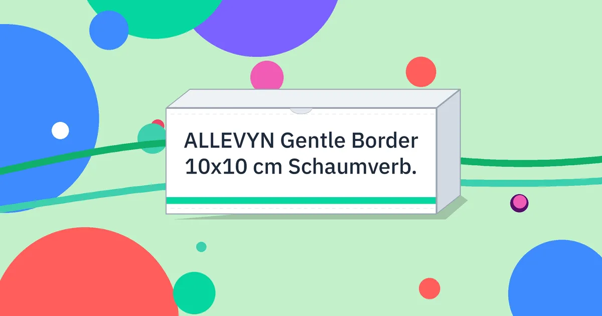 Symbolbild: Packung mit der Aufschrift ALLEVYN Gentle Border 10x10 cm Schaumverb. (PZN 20383291) – Verfügbarkeit und Bezug in Apotheken in Frankfurt am Main